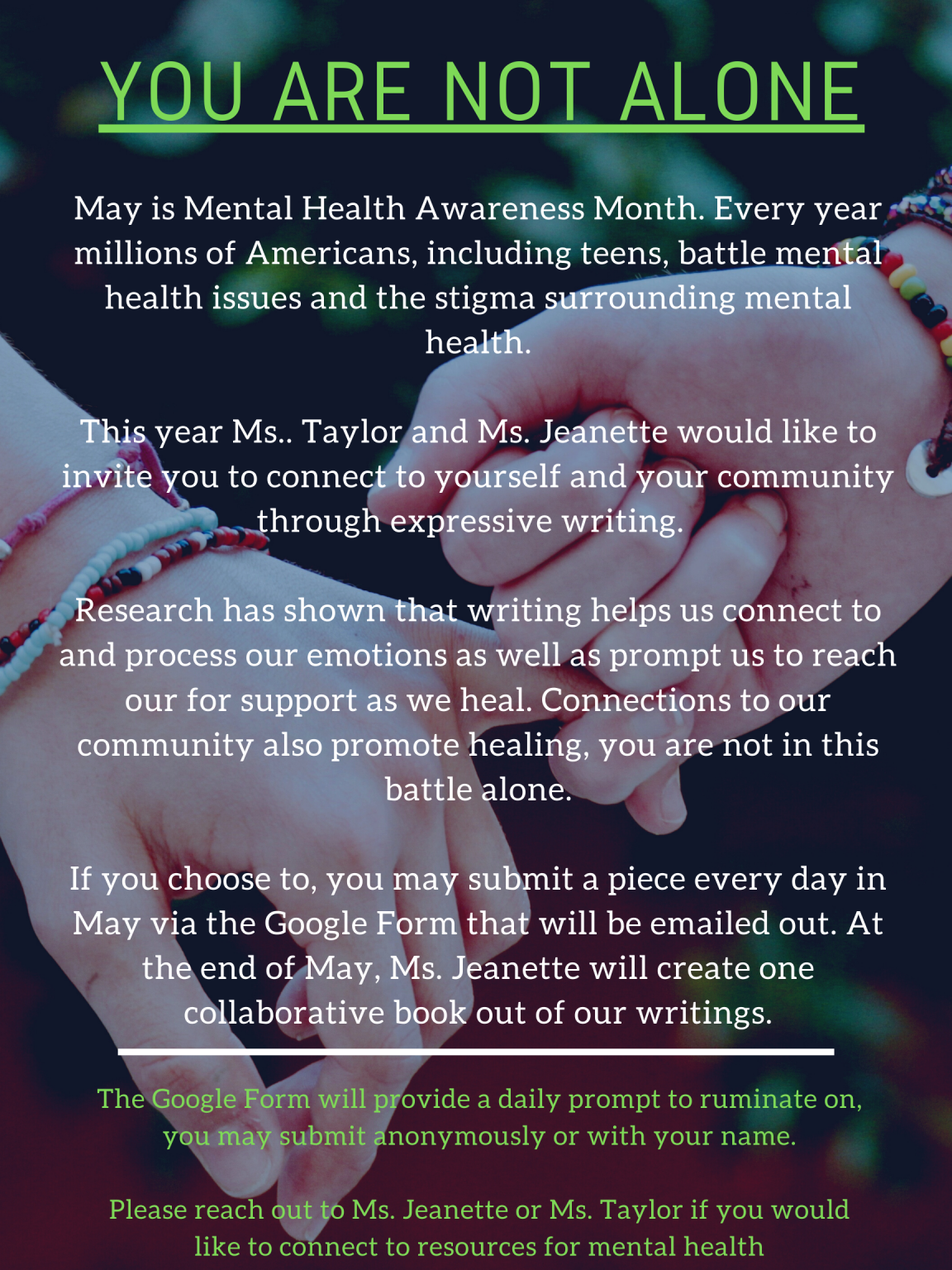 You Are Not Alone: Mental Health Writing Challenge - Empower Generations
